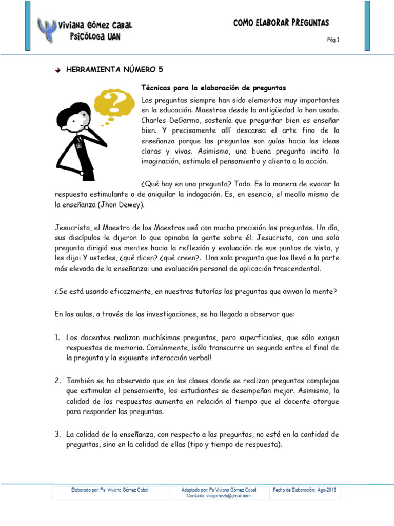 La Pregunta | PDF | Enseñando