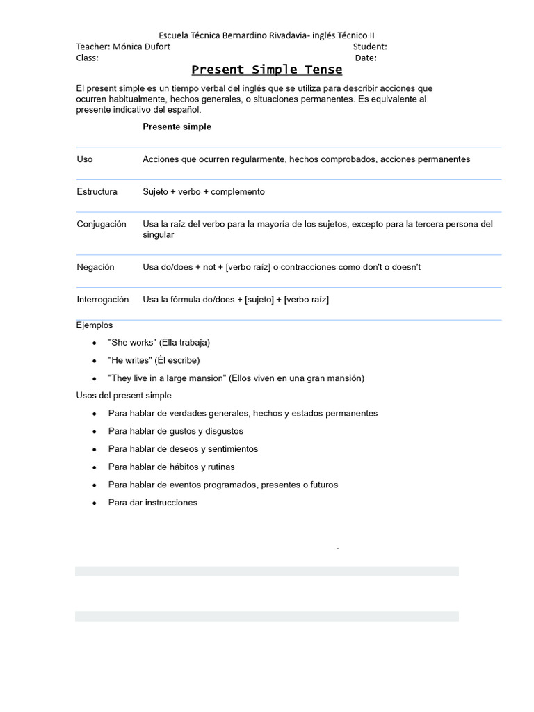 Present Simple Tense | PDF | Verbo | Conjugación gramatical