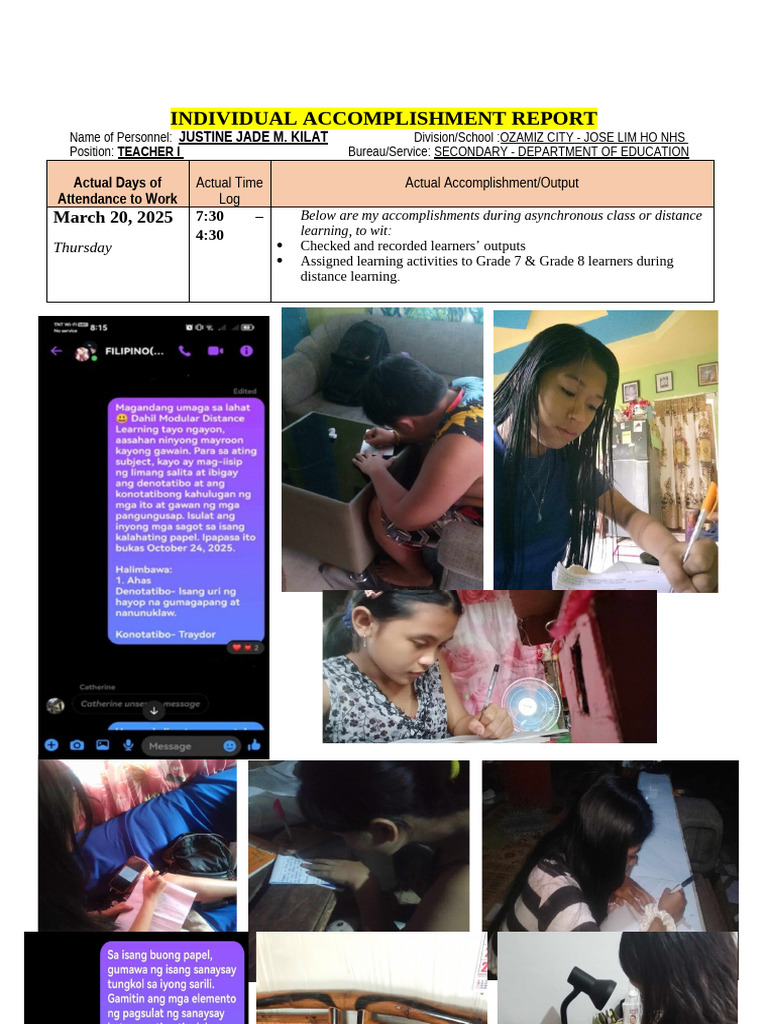 Accomplishment Report DTR OCT | PDF | Learning | Behavior Modification