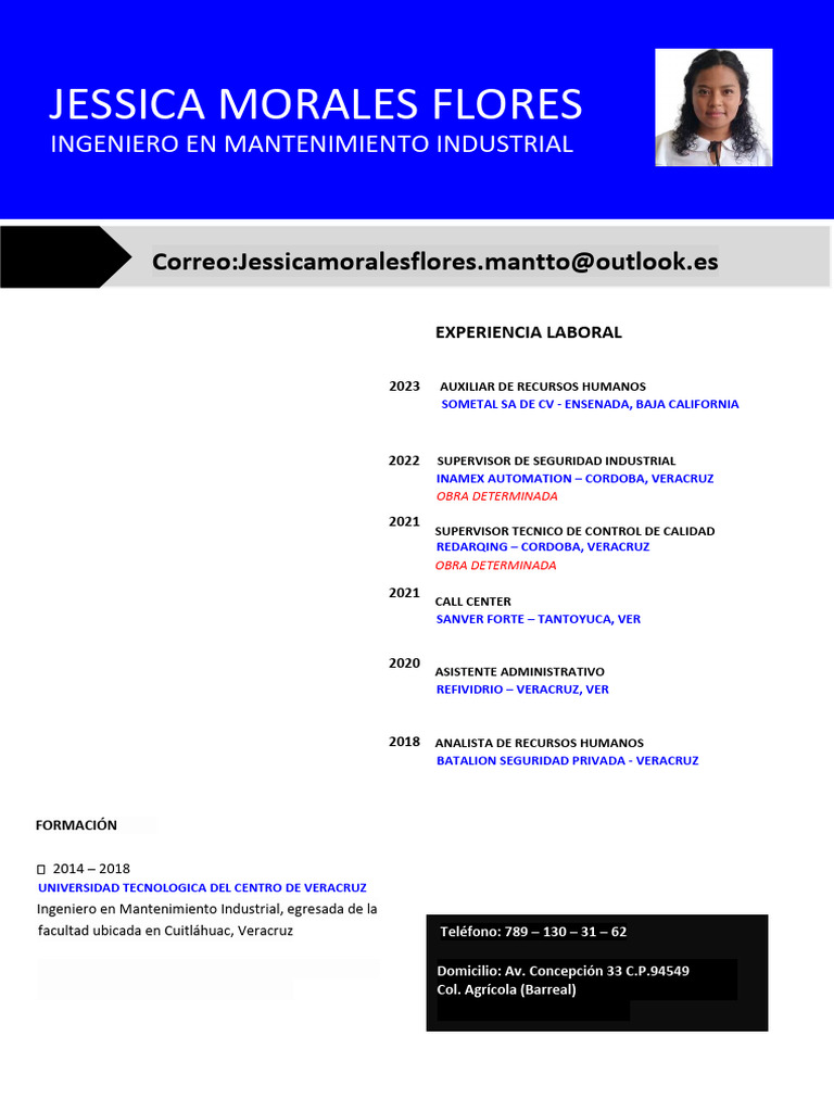 CV Jessica Morales Flores | PDF | Gestión de recursos humanos | Business