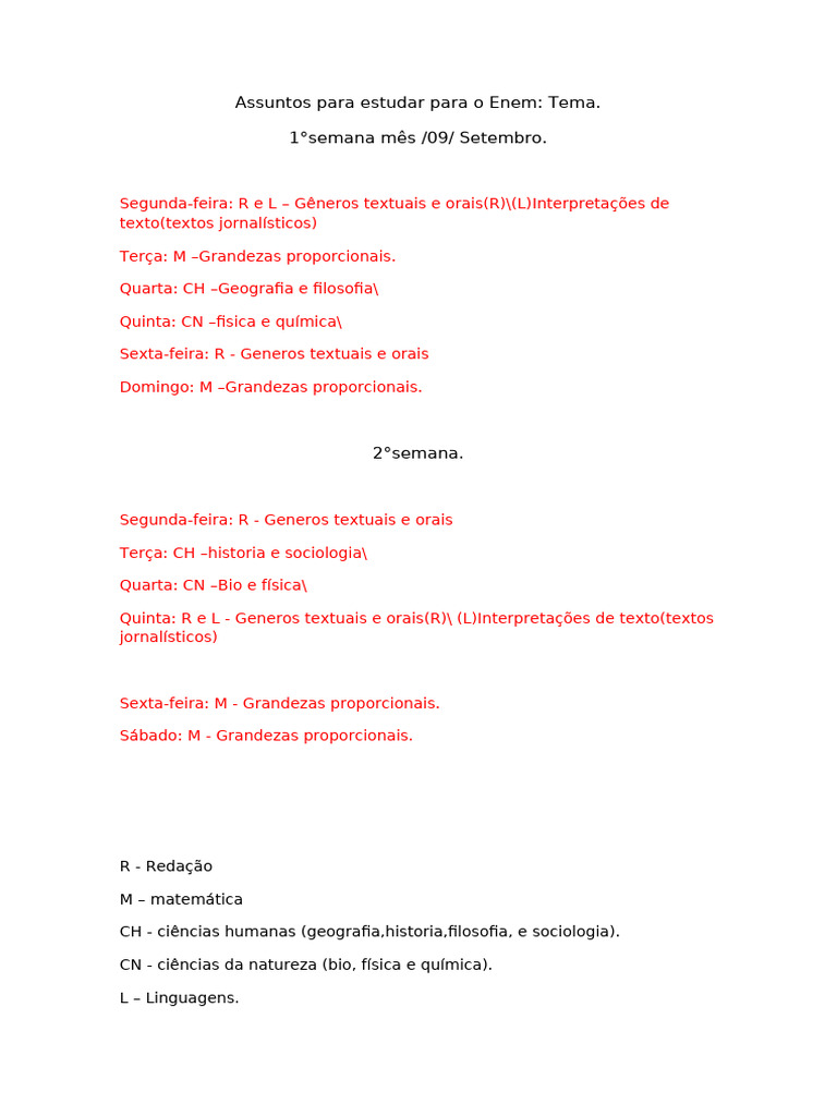 Assuntos Para Estudar Para o Enem | PDF