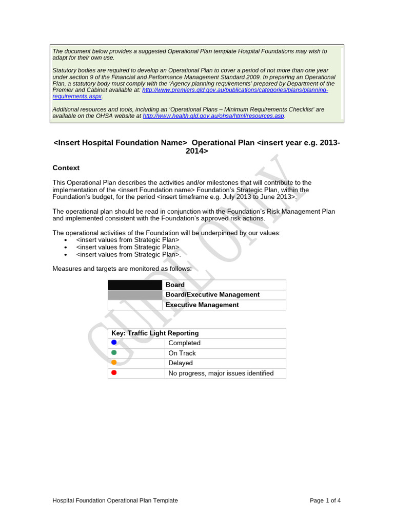 HF Operational Plan Template | PDF