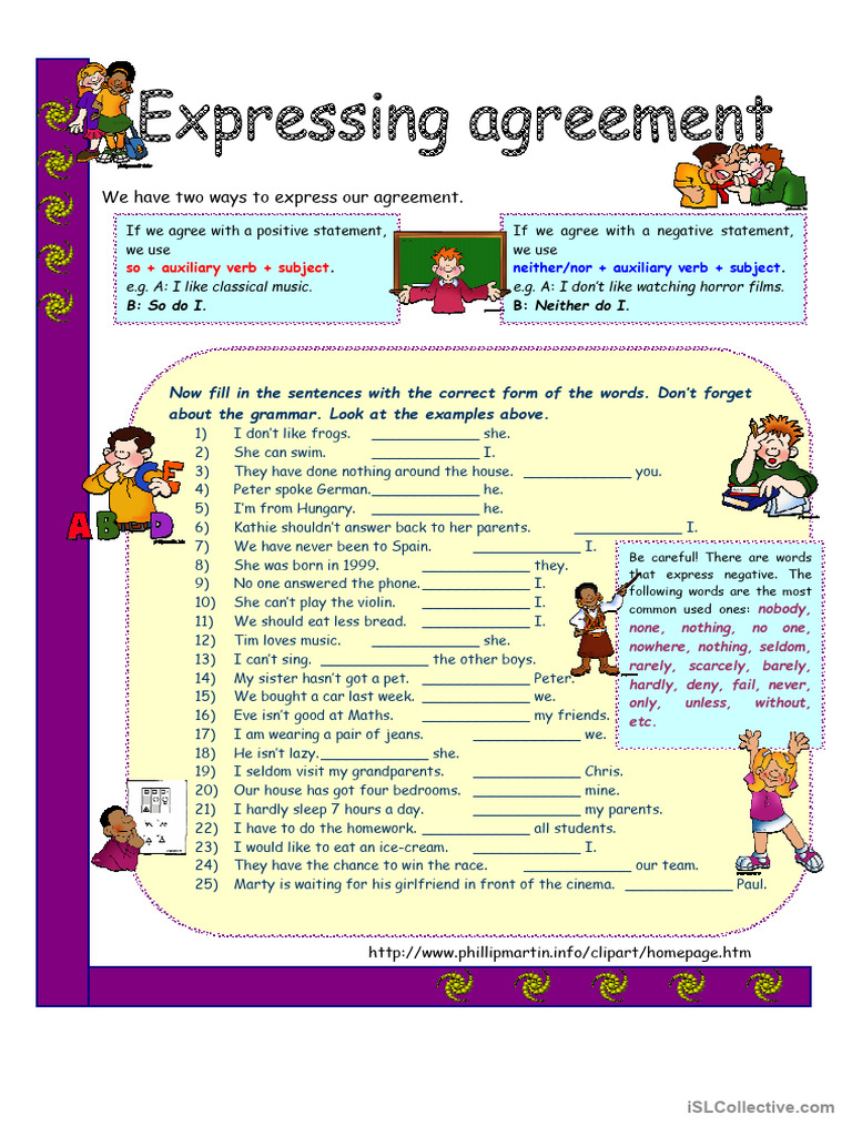 Agreement Expressions Exercise | PDF | Subject (Grammar) | Grammar