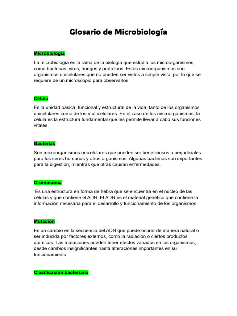 Microbiología Términos 2025 | PDF | Bacteriófago | Las bacterias
