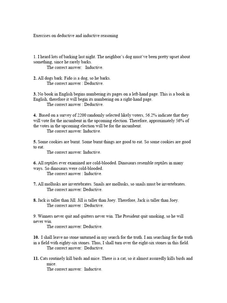 Activity 4 - Reasoning - Answer Key | PDF