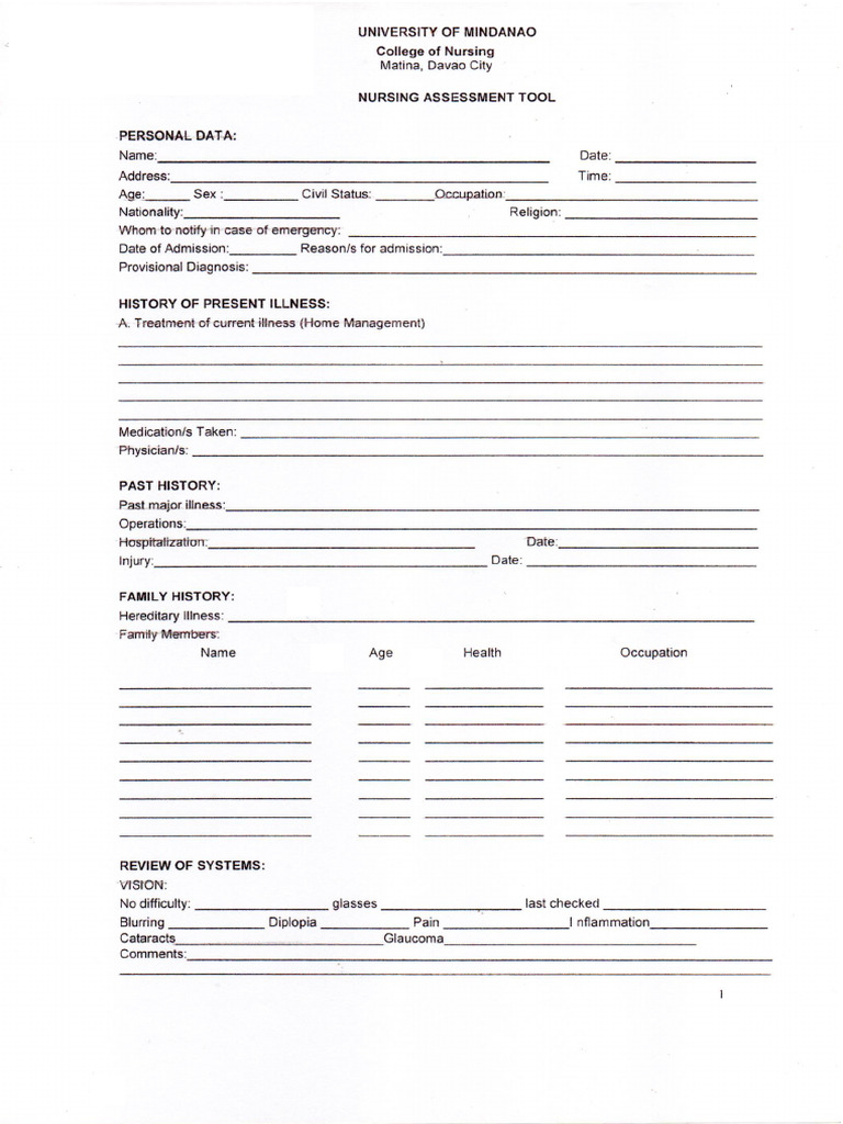 Nursing Assessment Tool | PDF