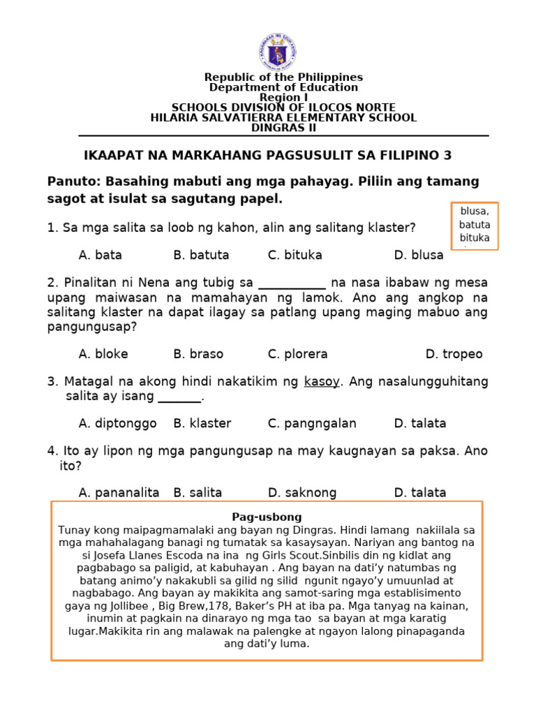 Filipino_4th-PT | PDF