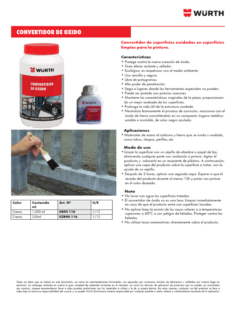 Convertidor Oxido - Wurth | PDF | Pintar | Hierro