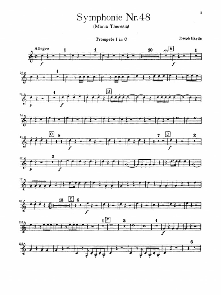 Haydn_Symphony_No.48_in_C_major,_Hob.I_48_-_Trumpet_1-2_(C) | PDF