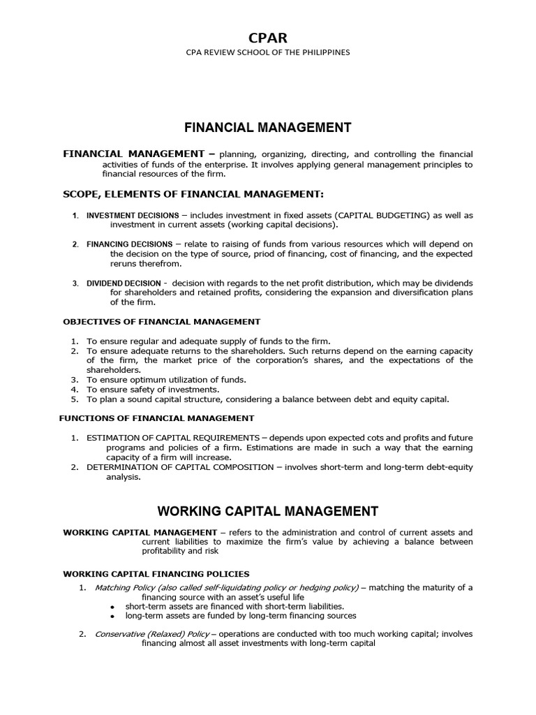 Mas 9508 Working Cap MGMT and Fin Statemnts Analysis Reviewees PDF ...