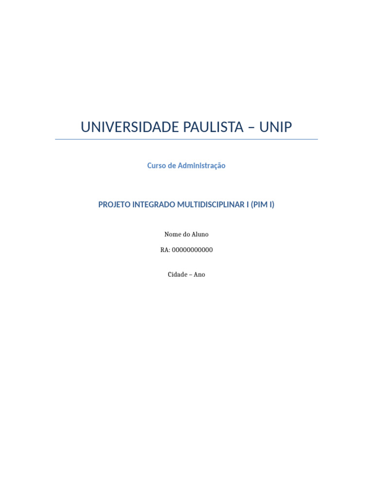 Modelo Pim I Unip | PDF | Marketing | Gestão de recursos humanos