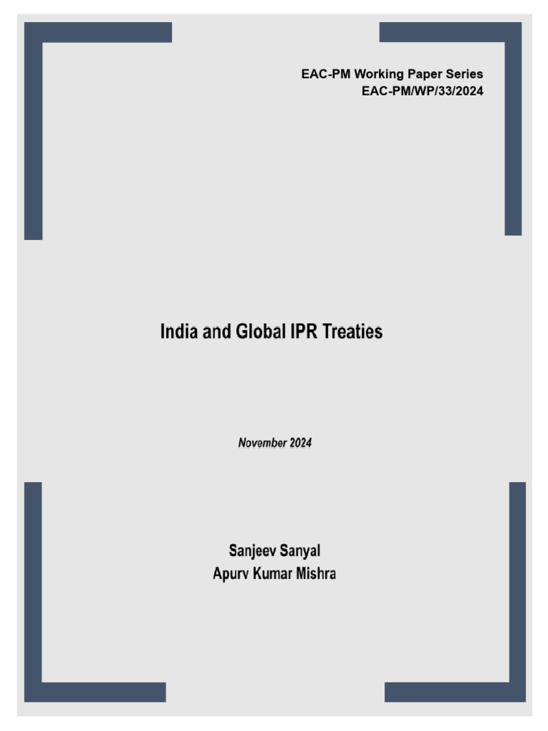 EAC PM Working Paper India and Global IPR Treaties | PDF