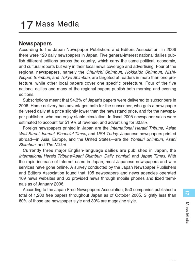 17 Mass Media | PDF | Newspaper Circulation | Newspapers