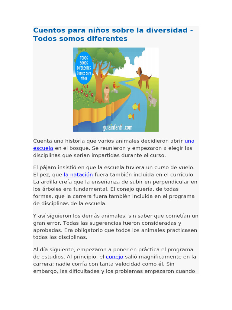 Cuentos para Niños Sobre La Diversidad | PDF