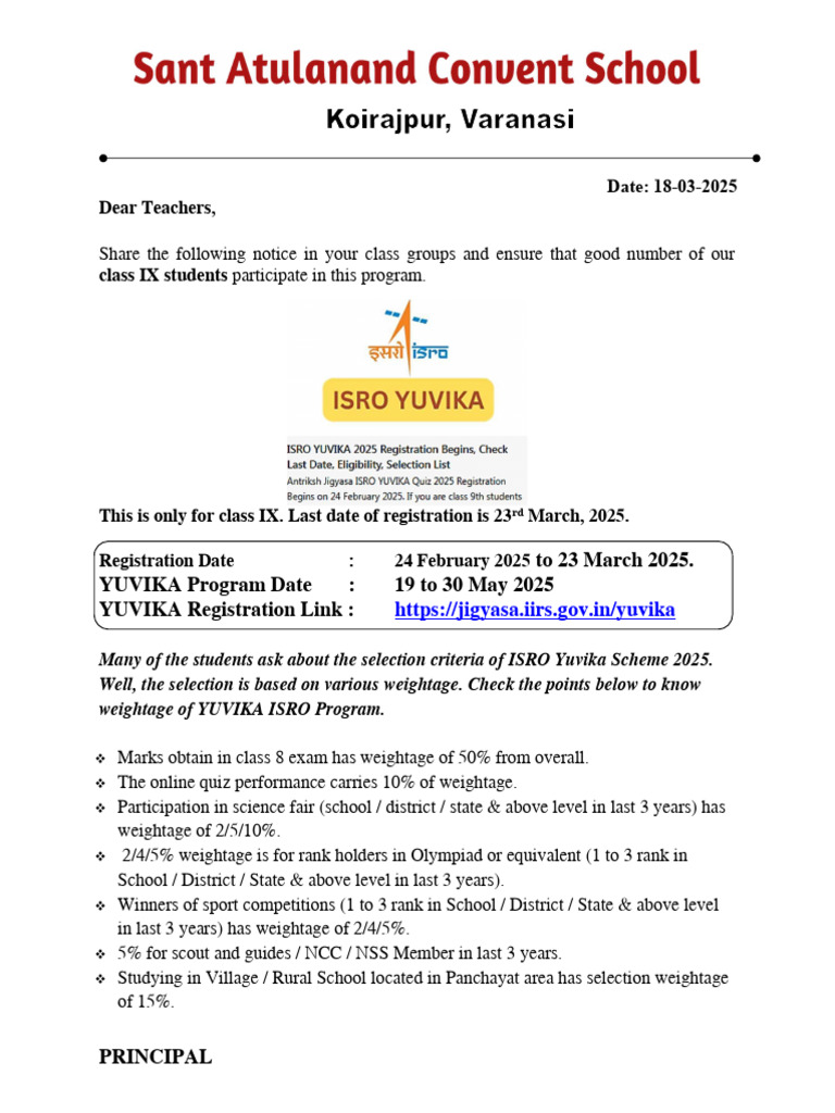 Isro Yuvika Programme | PDF