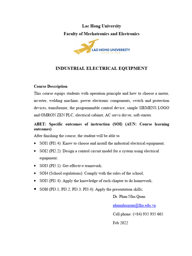 Industrial Electrical Equipment Overview | PDF | Electric Motor ...