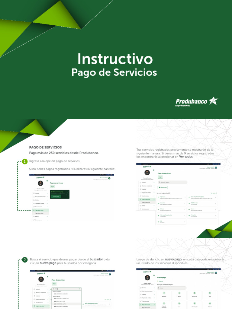 Instructivo para Pago de Servicios Produbanco | PDF