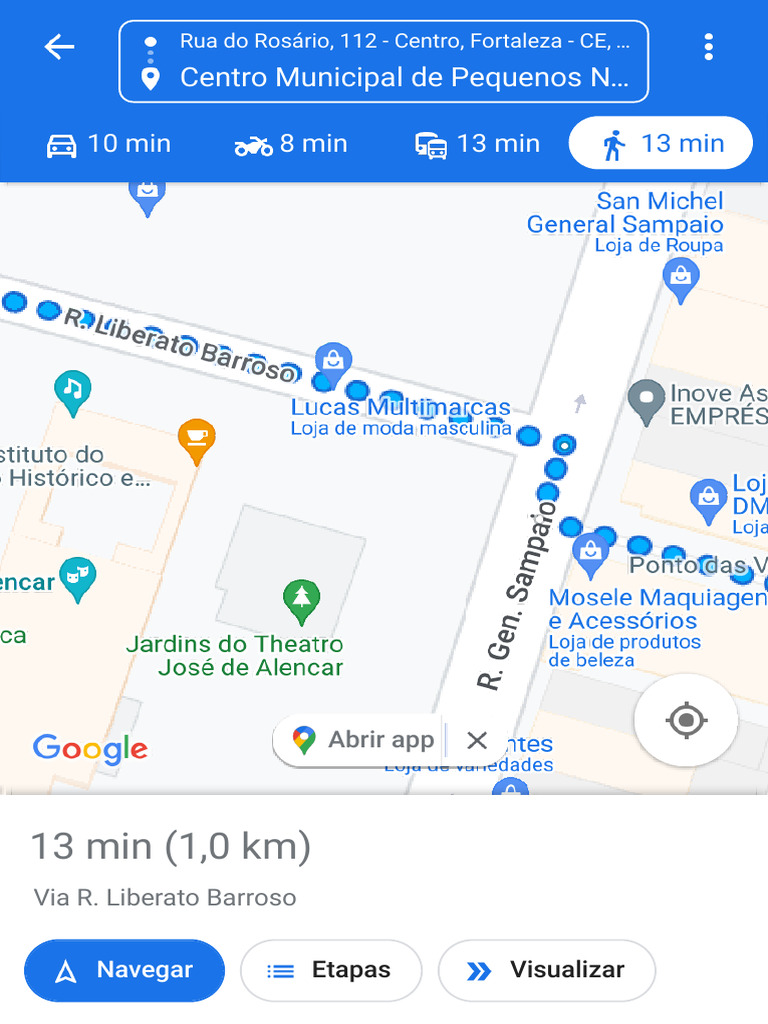 De Rua Do Rosário, 112 - Centro para Avenida Imperador, 546 - Centro - Google Maps | PDF