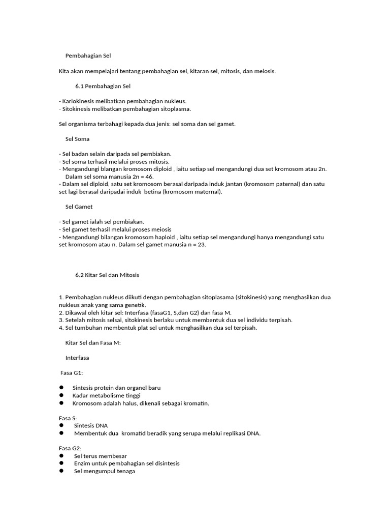 Pembahagian Sel | PDF