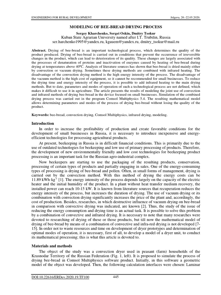 MODELING OF BEE-BREAD DRYING PROCESS | PDF | Heat Transfer | Infrared