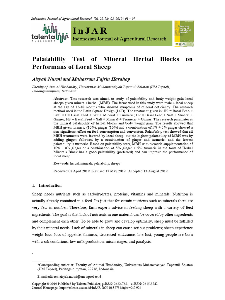 Palatability Test of Mineral Herbal Bloc | PDF | Cholesterol