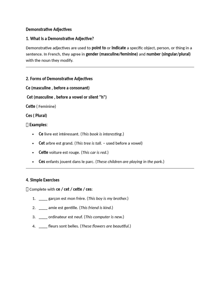 Demonstrative Adjectives | PDF