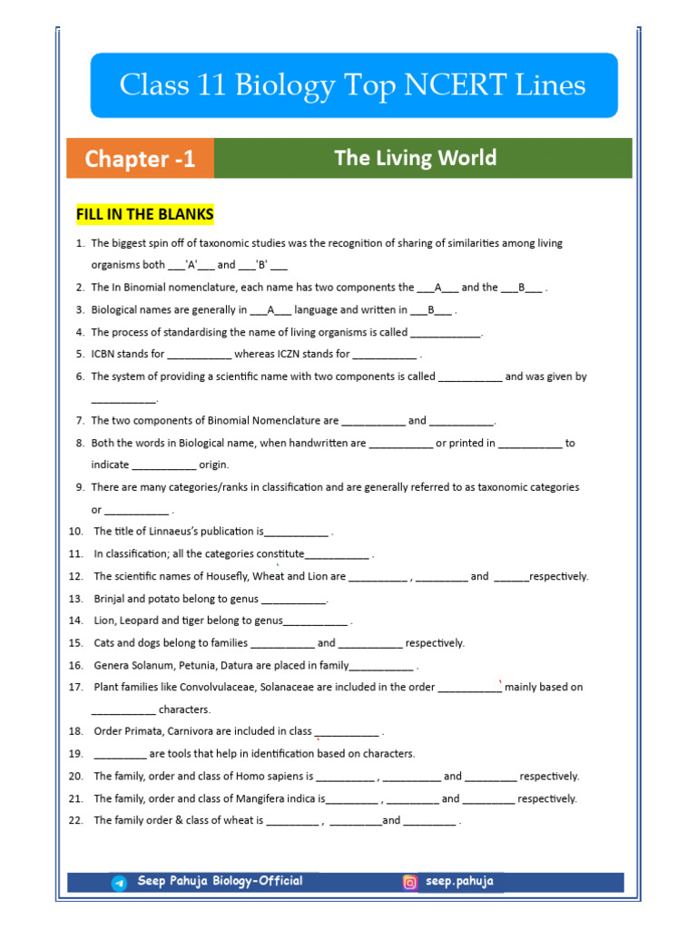 _11TH - FILL IN THE BLANKS BIOLOGY | PDF | Cell Membrane | Endoplasmic ...