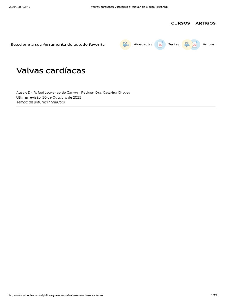 Valvas Cardíacas - Anatomia e Relevância Clínica - Kenhub | PDF ...