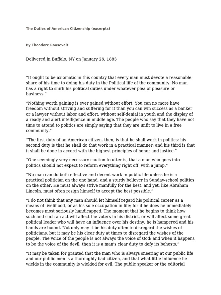 Duties of American Citizenship Edit | PDF