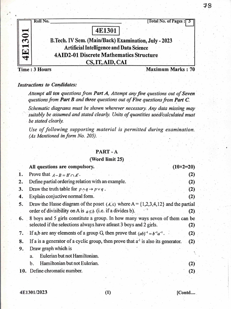 4 Sem 2023 Rtu Privous Year | PDF