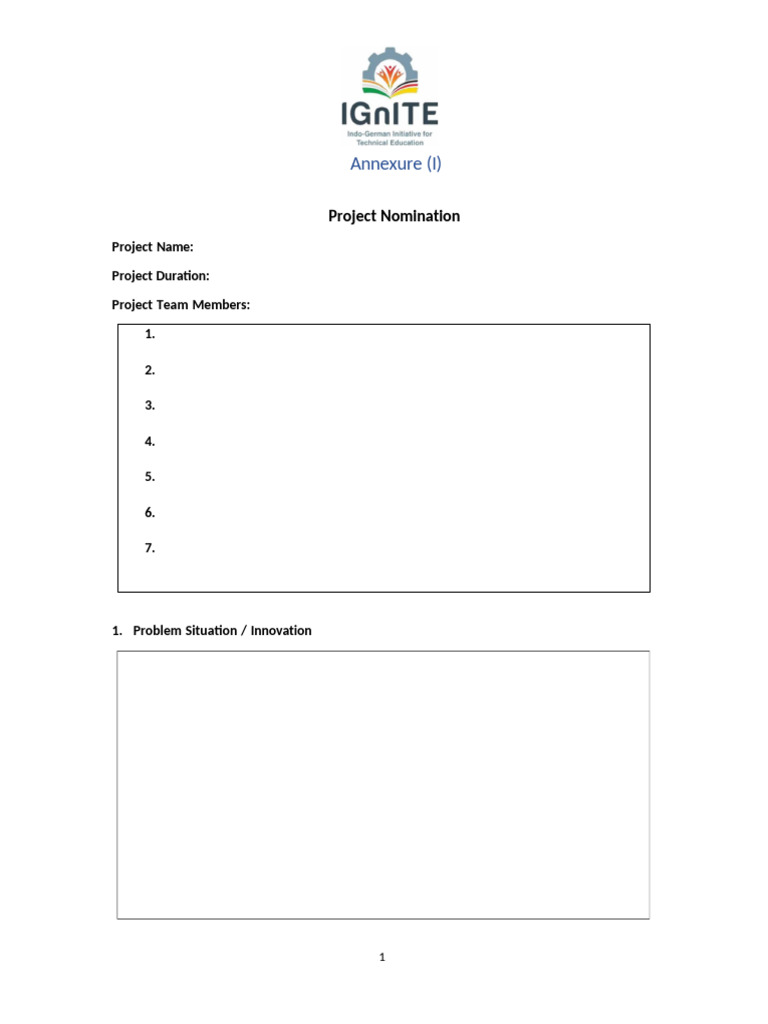 Nomination For Project Competition Format | PDF