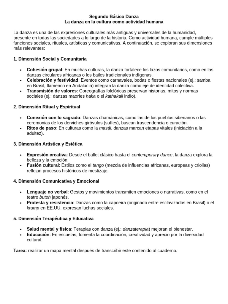 Clase 1 2do Bás Danza y Teatro Bloque II | PDF