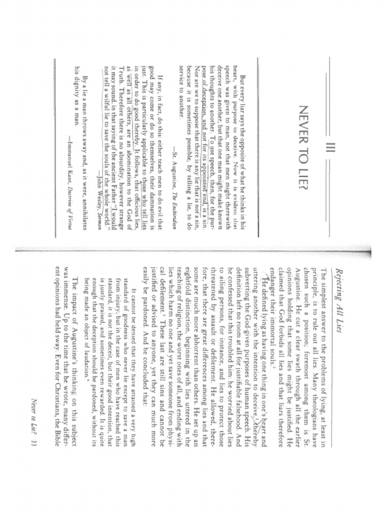 Bok, Never To Lie | PDF