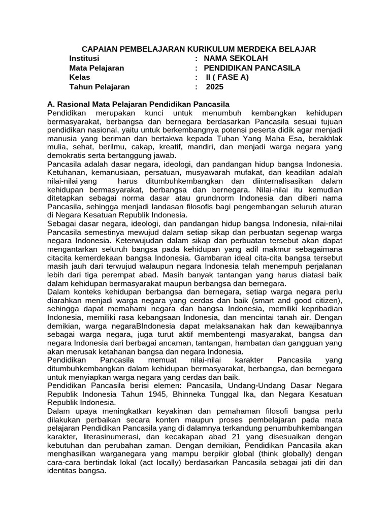 CAPAIAN PEMBELAJARAN KURIKULUM MERDEKA BELAJAR | PDF