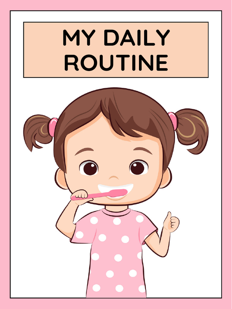 Daily Routine Coloring Booklet in Grayscale Lined Illustrative Style | PDF