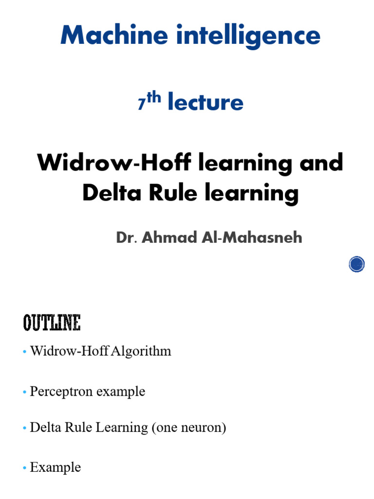 7th Lecture Widrow Hoff Learning Algorithm s1!21!22 | PDF | Computer Programming | Mathematical ...
