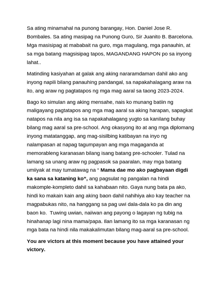 Graduation Speech | PDF