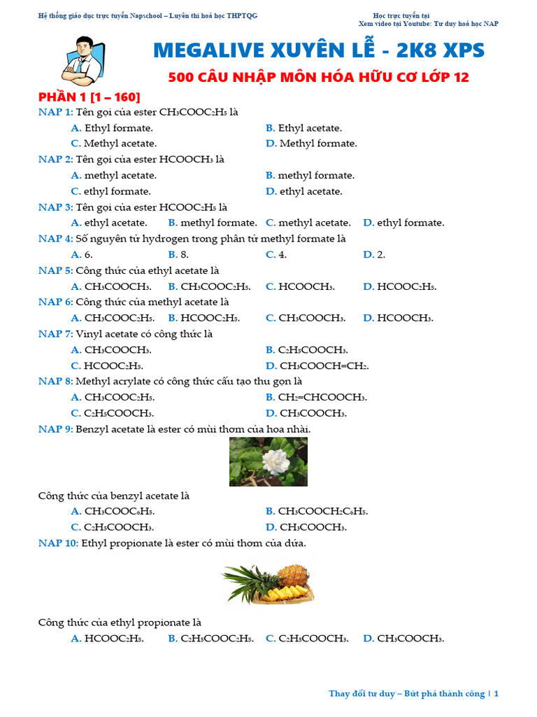 Mega LIVE - 2K8 - XPS - Nhập môn hóa hữu cơ 12 - Phần 1 | PDF