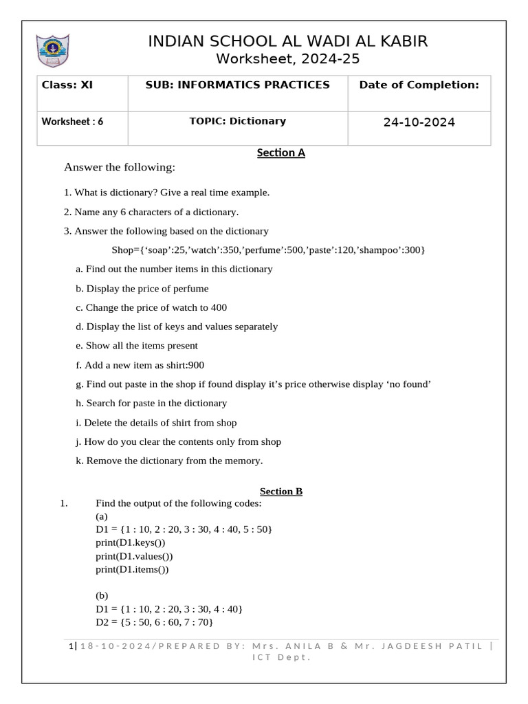 8870184-Class XI-IP WS6 | PDF