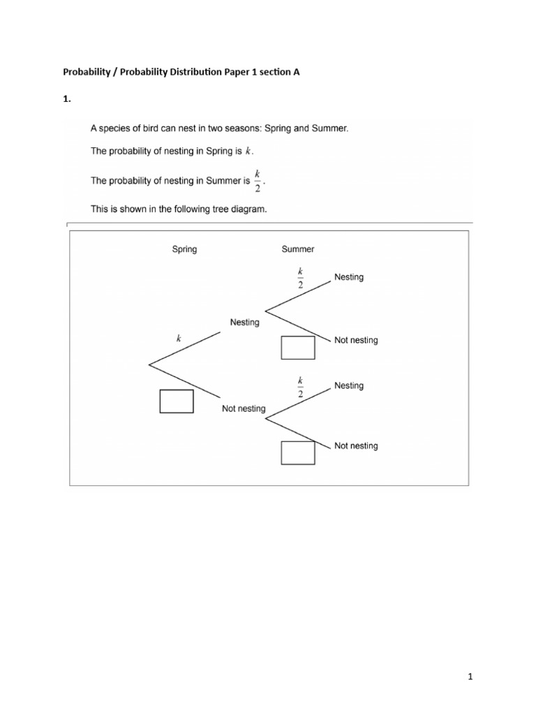 A. Probability Distributions Paper 1 Section A | PDF