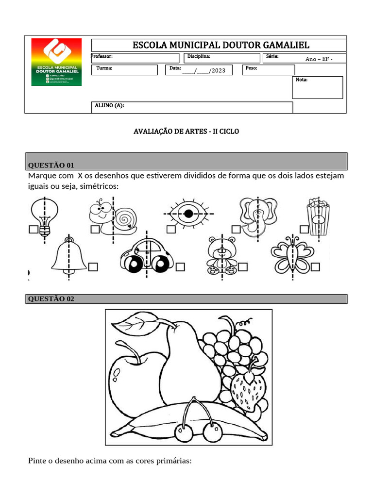 Atividade de Simetria em Artes | PDF