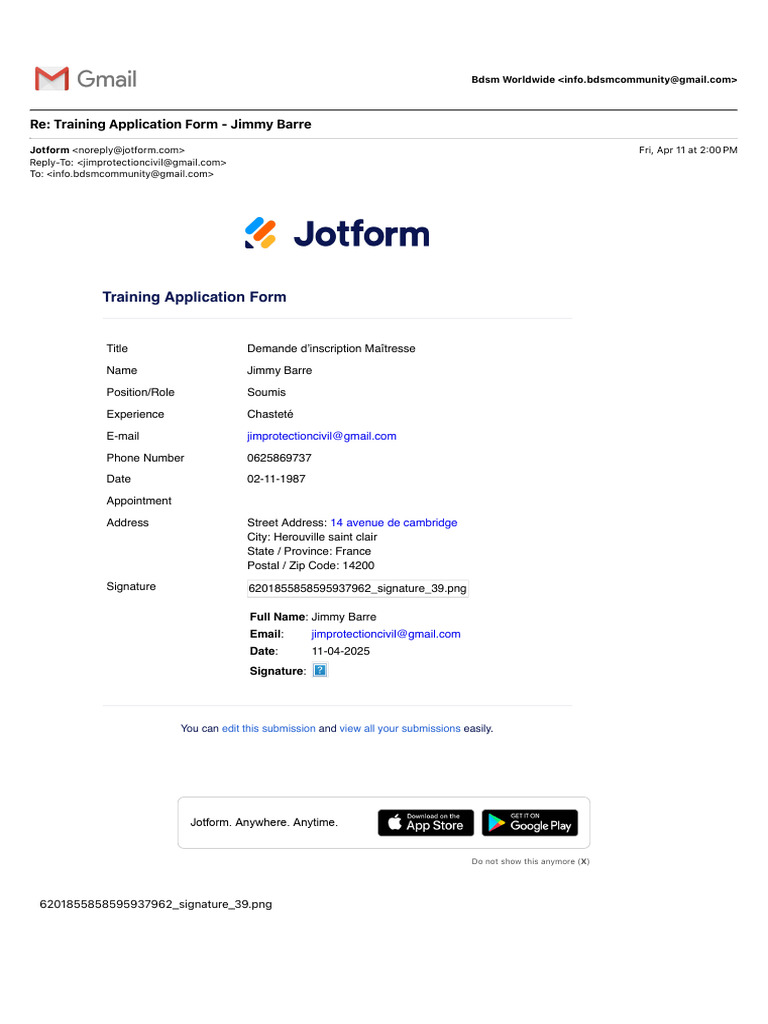 Re - Training Application Form - Jimmy Barre | PDF