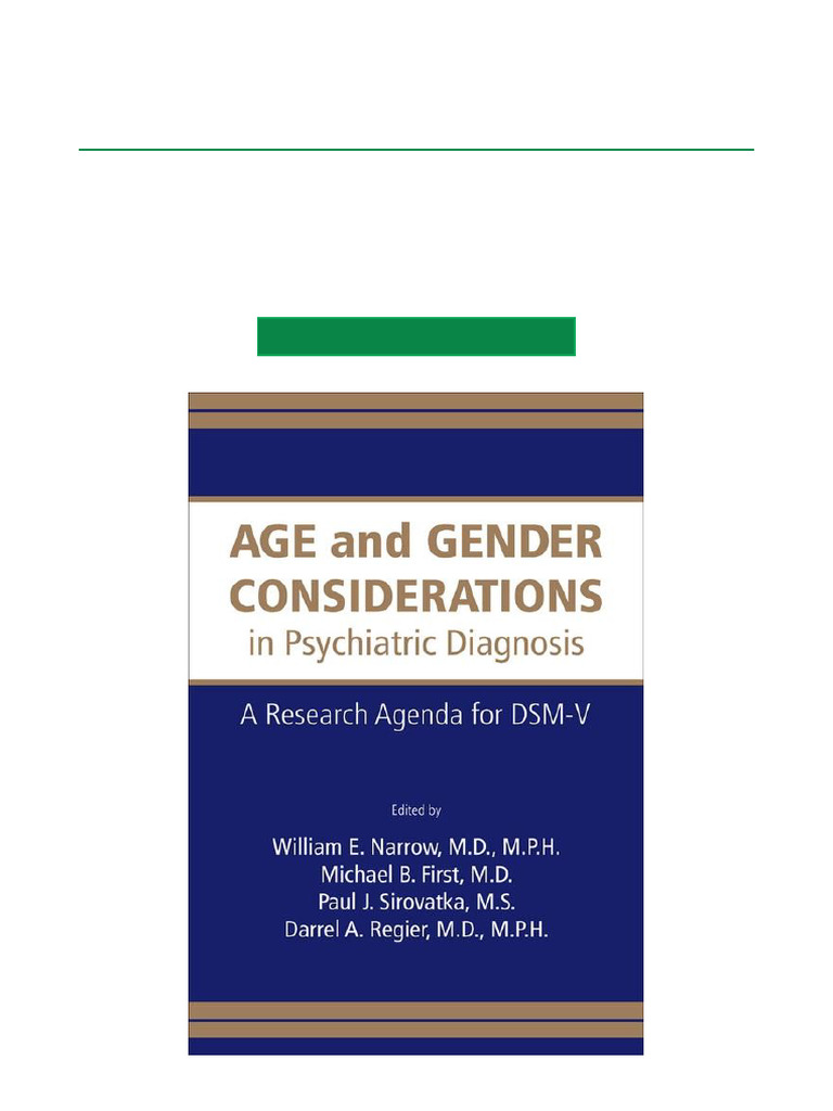 Age and Gender Considerations in Psychiatric Diagnosis A Research Agenda for DSM V Google Drive ...