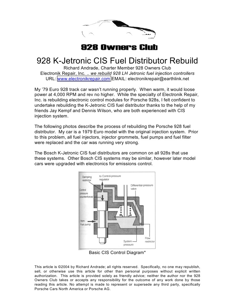 CIS K-Jetronic Porsche Rebuild | PDF | Fuel Injection | Mechanical ...