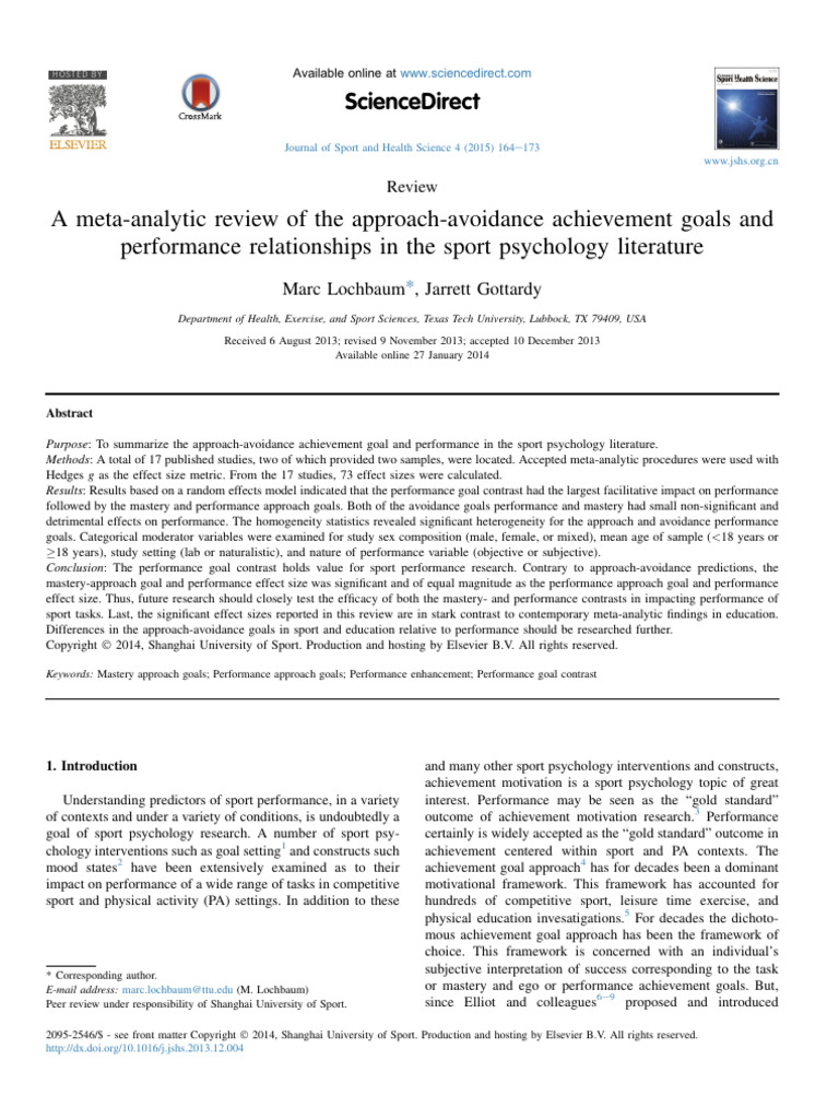 A Meta-Analytic Review of The Approach-Avoidance Achievement Goals and ...