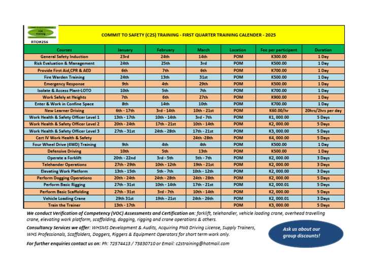C2S 2025 First Aid Training Schedule | PDF | Military Operations