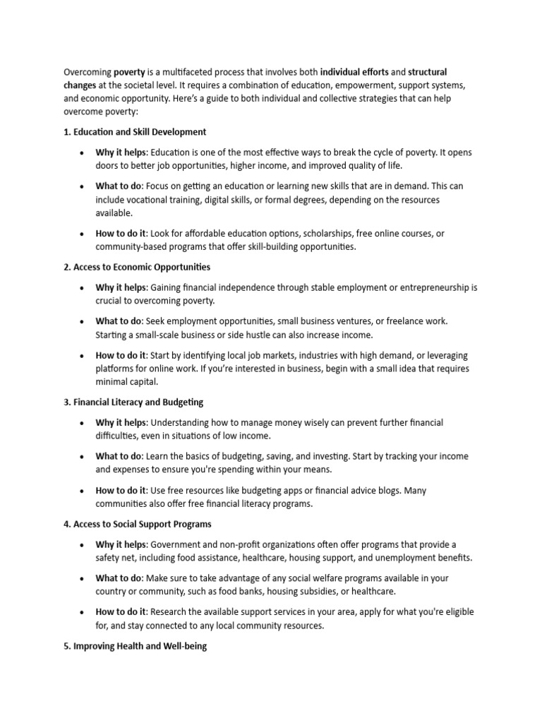 Strategies to Overcome Poverty Effectively | PDF | Poverty | Poverty ...