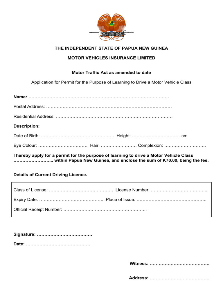 Learner's Permit Application Form | PDF