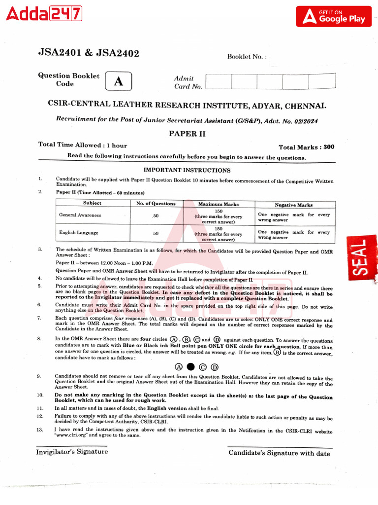 JSA2401 & JSA2402 Exam Question Booklet | PDF | Government | Justice