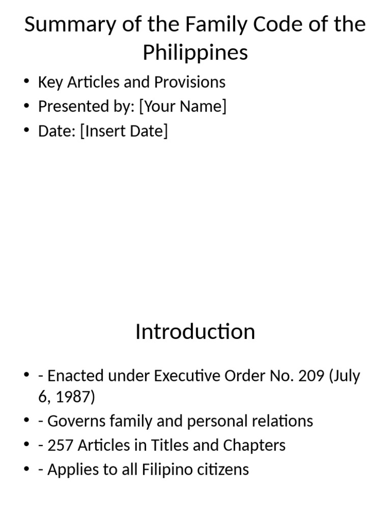 Family Code Philippines Summary | PDF | Family | Social Institutions